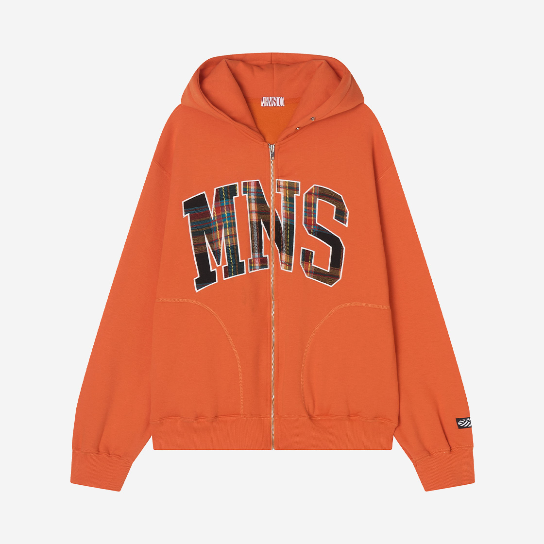미나수 MNS 체크 후드집업 오렌지 | MENASOO | KREAM