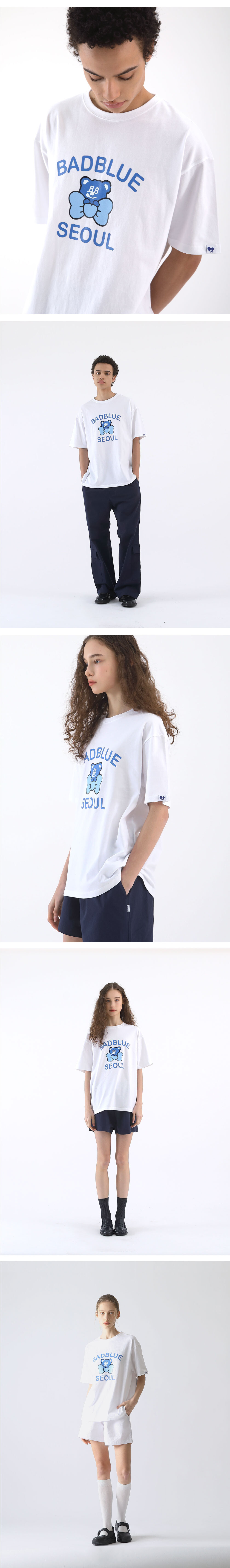 배드블루 베드베어 서울 티 화이트 | BadBlue | KREAM
