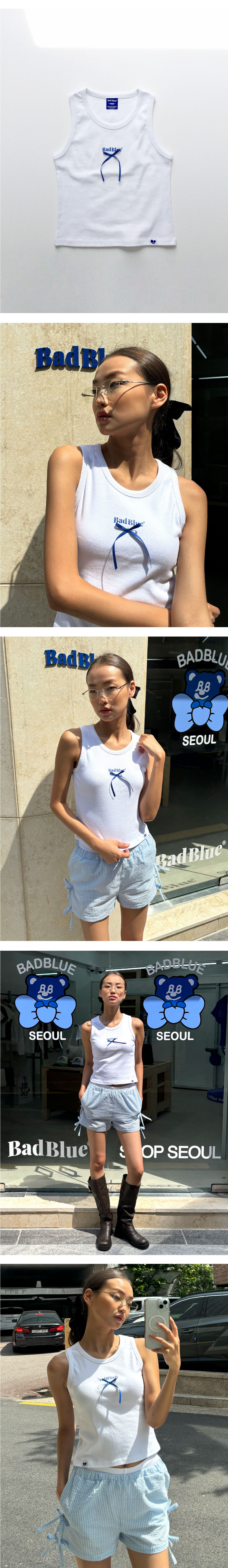 배드블루 리본 로고 슬리브리스 화이트 | BadBlue | KREAM