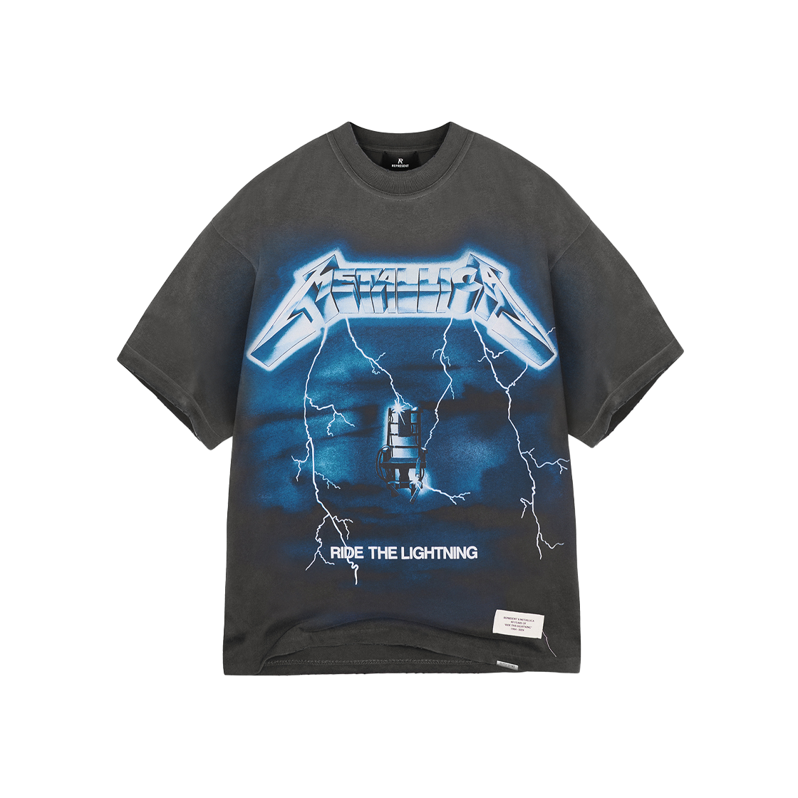 리프레젠트 x 메탈리카 라이드 더 라이트닝 SS 티셔츠 빈티지 그레이 - 25SS | Represent | KREAM