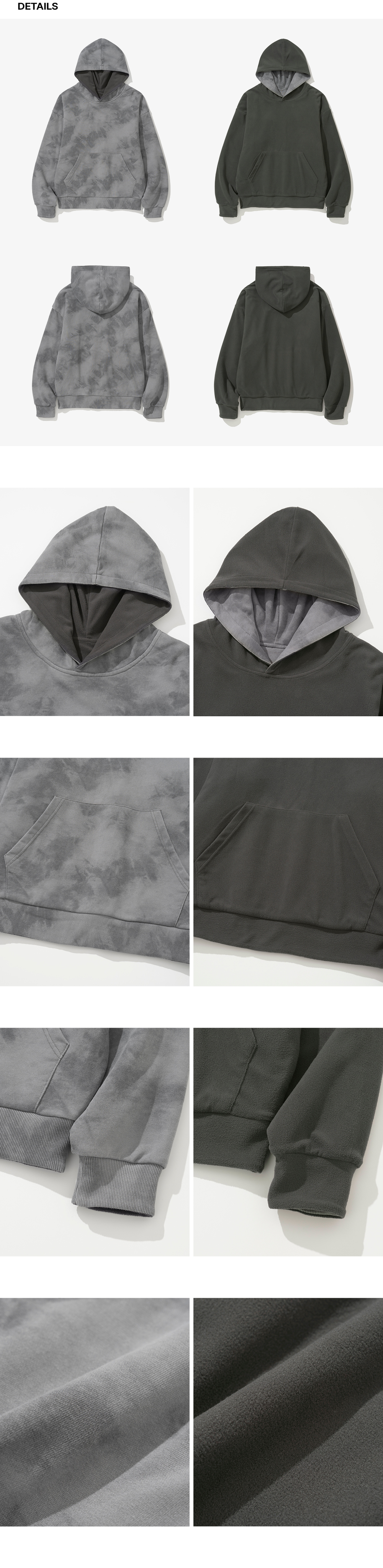 랩트웰브 리버시블 빈티지 플리스 후디 그레이+플리스 차콜 | LAB TWELVE | KREAM