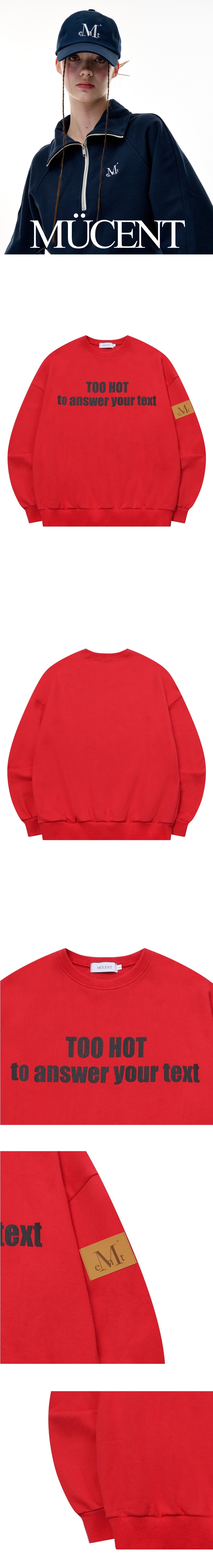 무센트 투 핫 시그니처 맨투맨 레드 | MUCENT | KREAM