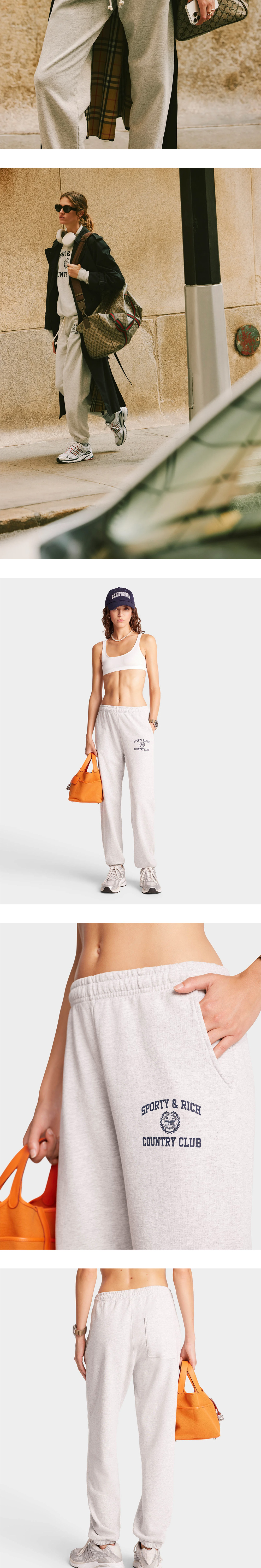 스포티 앤 리치 바시티 크레스트 스웻 팬츠 헤더 그레이 - 25SS | Sporty & Rich | KREAM