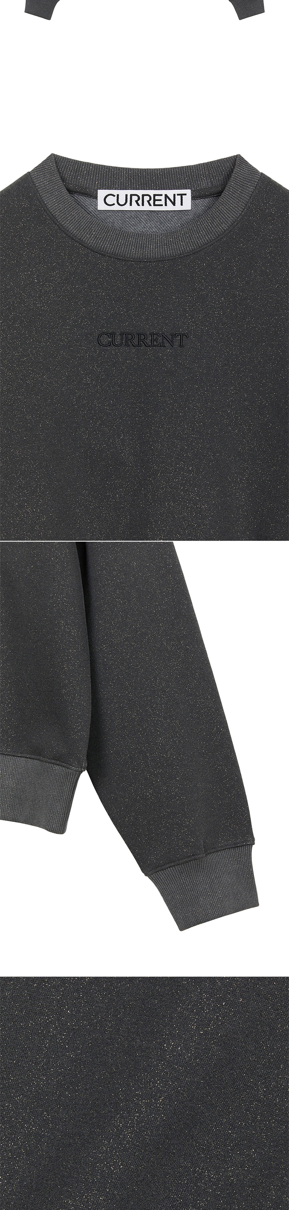 커렌트 글리터 워싱 맨투맨 차콜 | CURRENT | KREAM