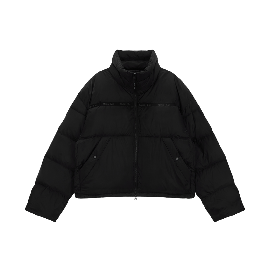 마뗑킴 로고 테이핑 퍼퍼 다운 점퍼 블랙 | Matin Kim | KREAM
