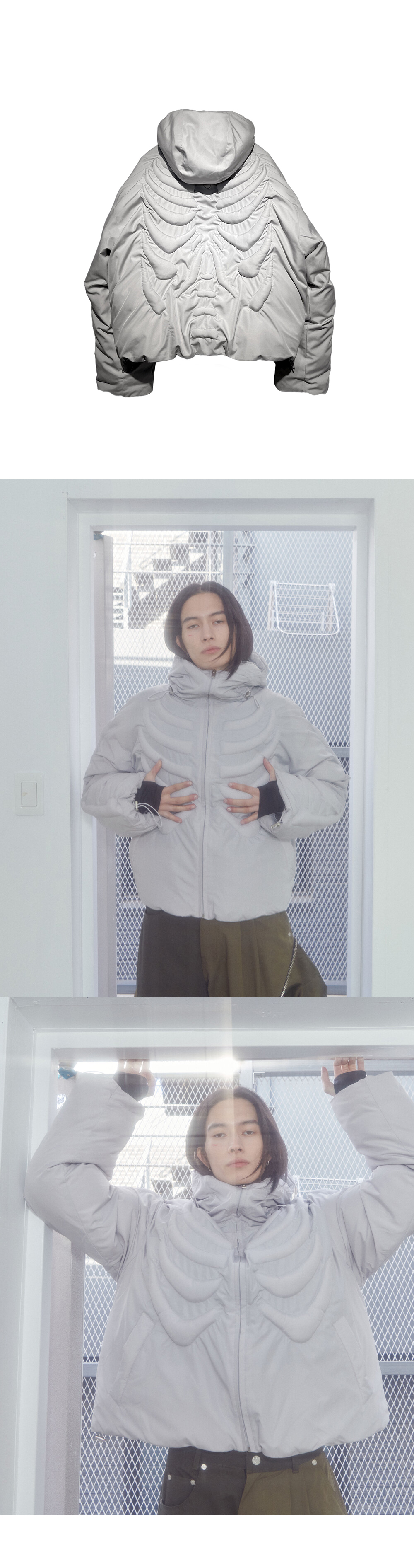 써저리 본 엠보싱 푸퍼 자켓 라이트 그레이 | Surgery | KREAM