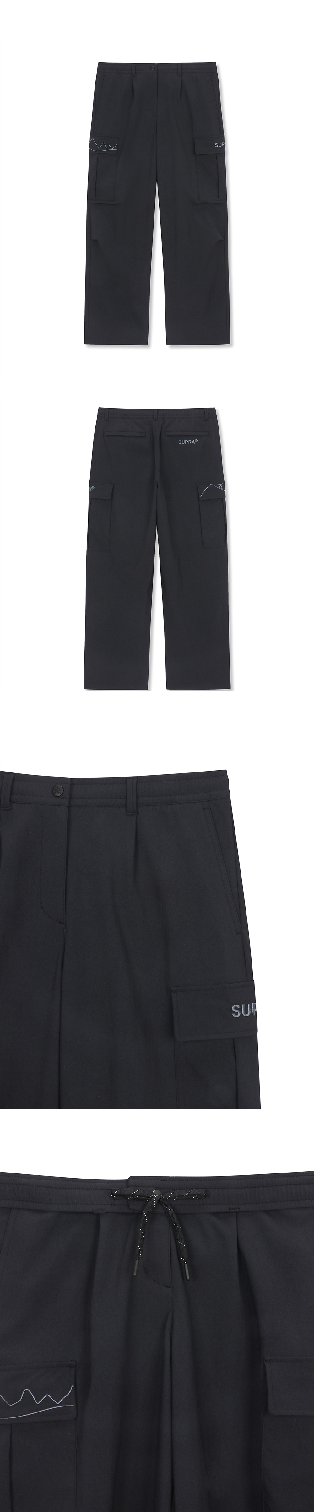 수프라 여성 카고 스트레이트 팬츠 블랙 | Supra | KREAM