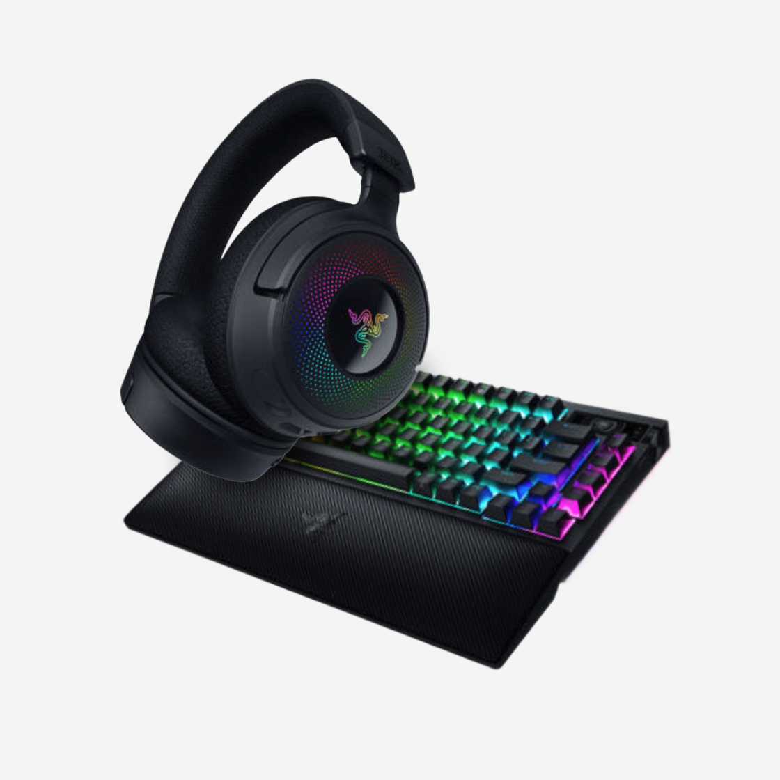 레이저 블랙위도우 V4 프로 75% 무선 게이밍 키보드 & 크라켄 V4 프로 게이밍 헤드셋 세트 | KREAM DRAW | KREAM