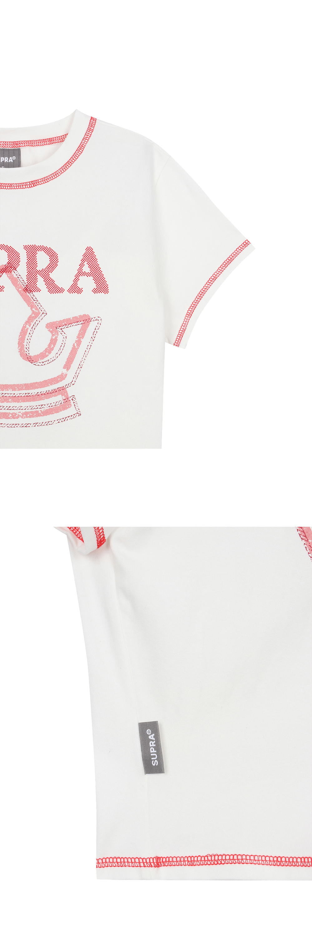 수프라 여성 크라운 로고 포인트 크롭티 화이트 | Supra | KREAM
