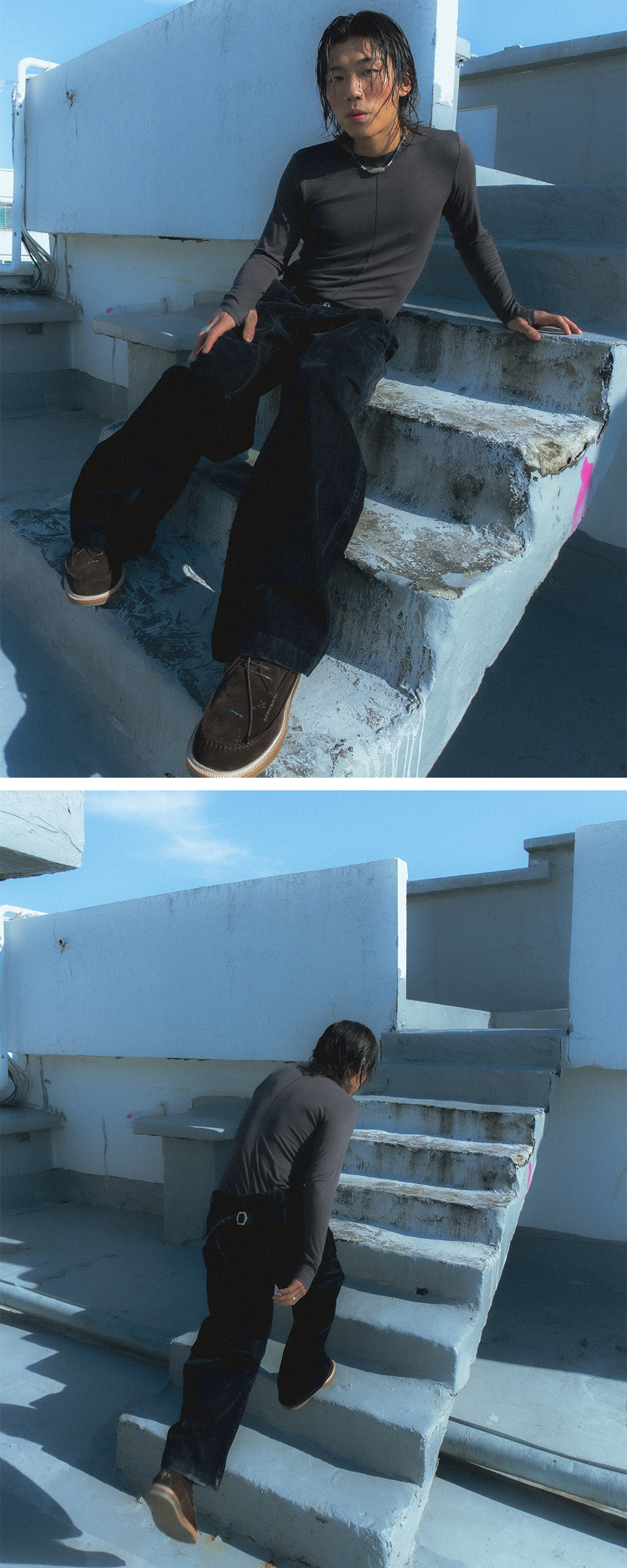 카락터 벨벳 데님 워크 팬츠 다크 네이비 | Karactor | KREAM