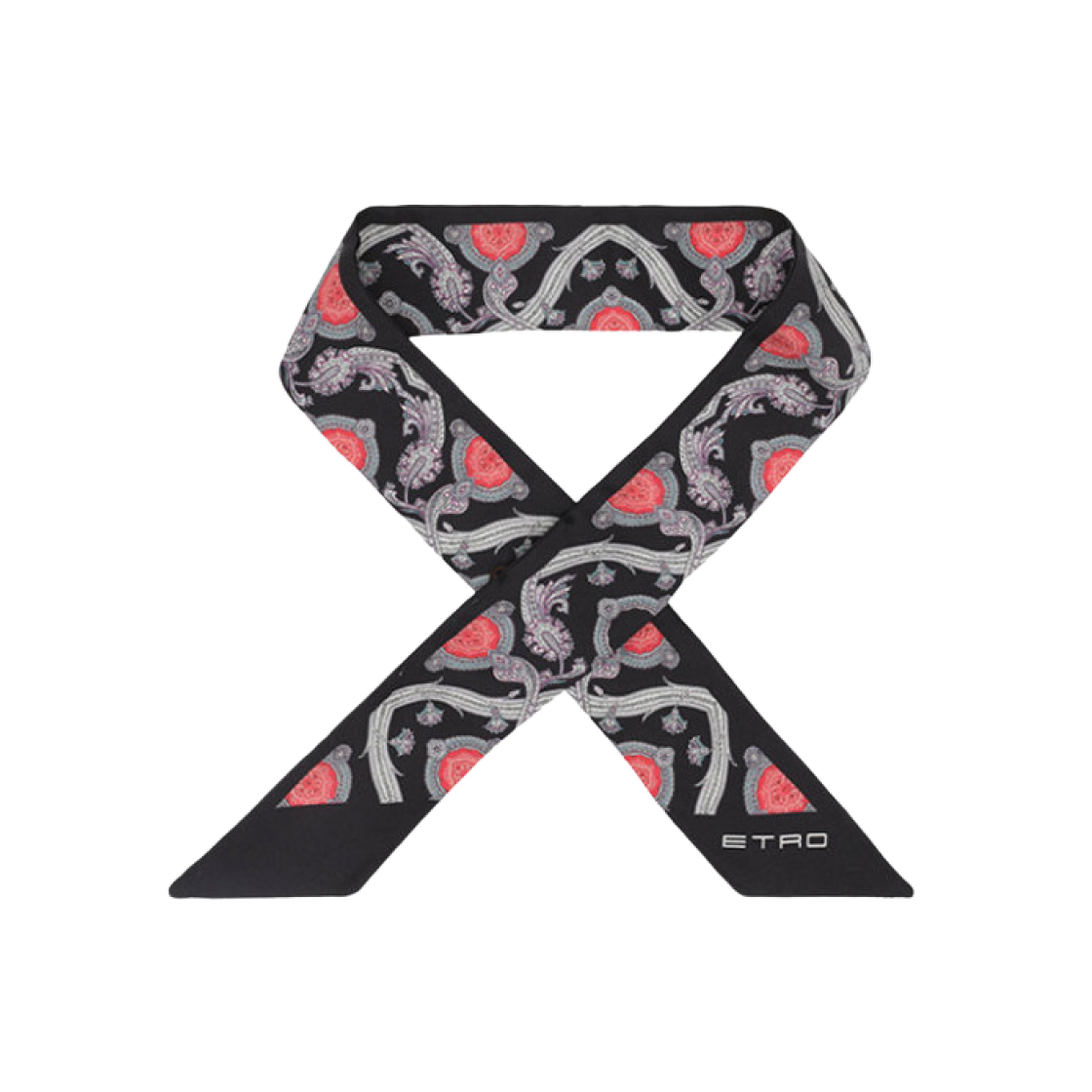 (W) 에트로 플로럴 페이즐리 프린트 트윌리 실크 스카프 블랙 | Etro | KREAM