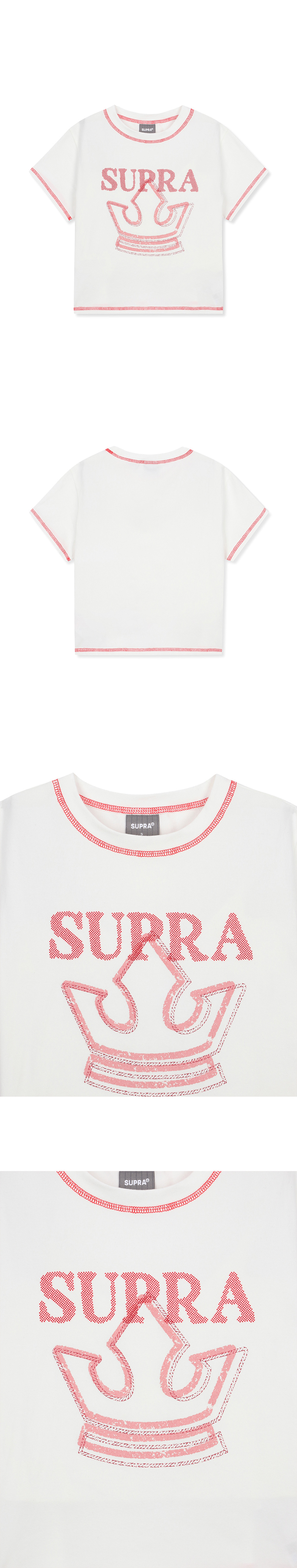 수프라 여성 크라운 로고 포인트 크롭티 화이트 | Supra | KREAM