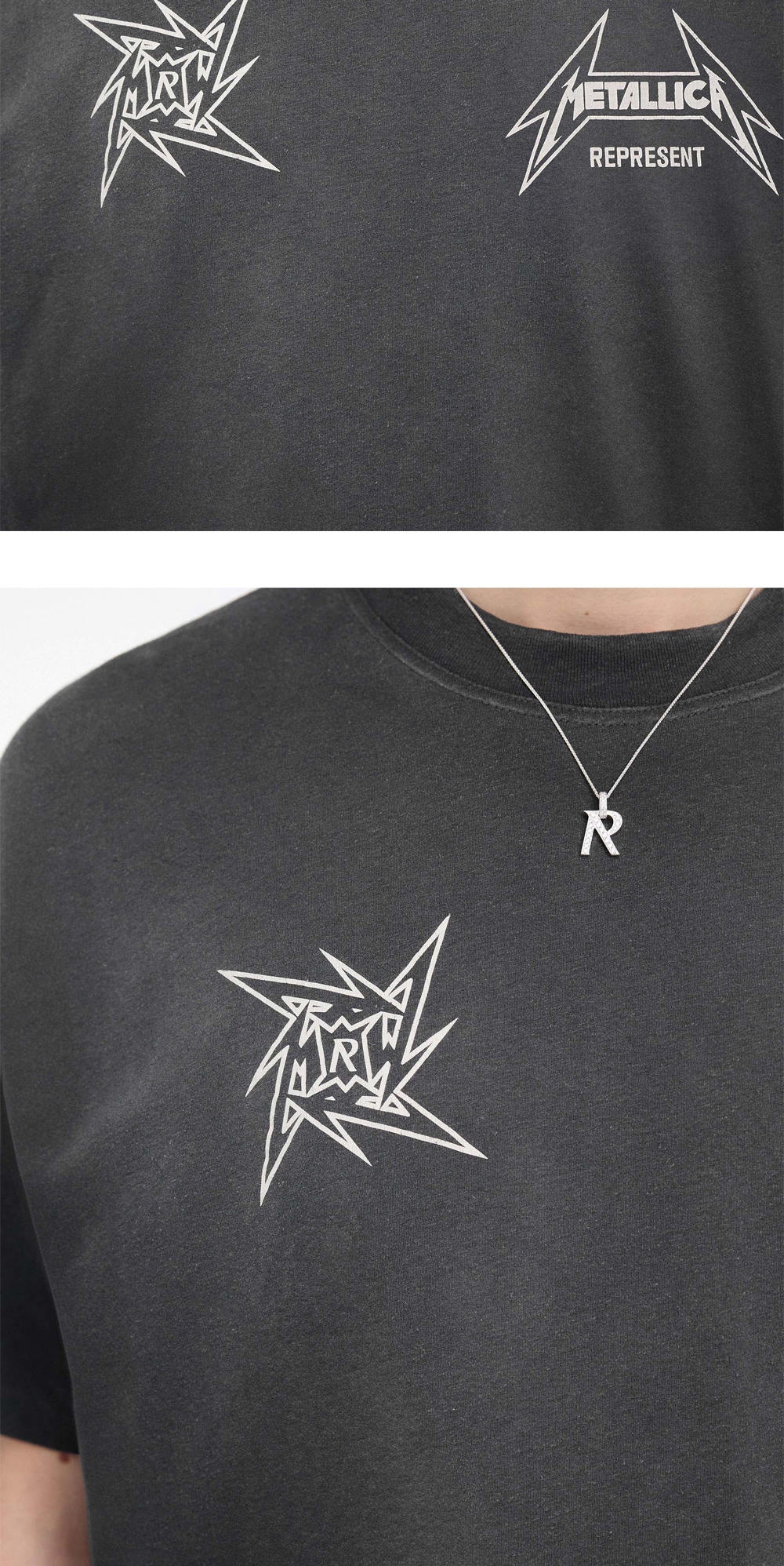 리프레젠트 x 메탈리카 40주년 SS 티셔츠 스테인드 블랙 - 25SS | Represent | KREAM