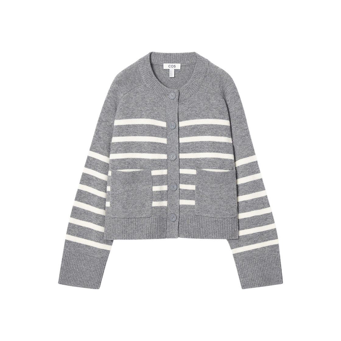 (W) 코스 울 크루넥 가디건 그레이 스트라이프 | COS | KREAM