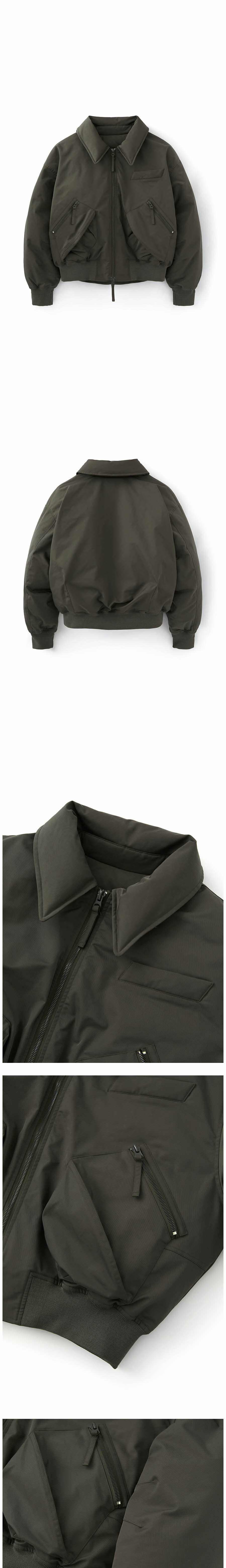 디엔에스알 플라이트 덕다운 크롭 패딩 점퍼 카키 | DNSR | KREAM