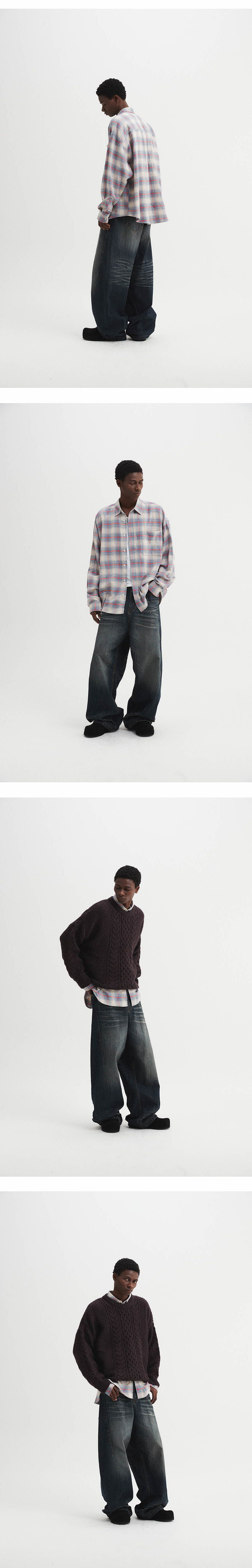 디엔에스알 와이드 커브드 데님 팬츠 블루 | DNSR | KREAM