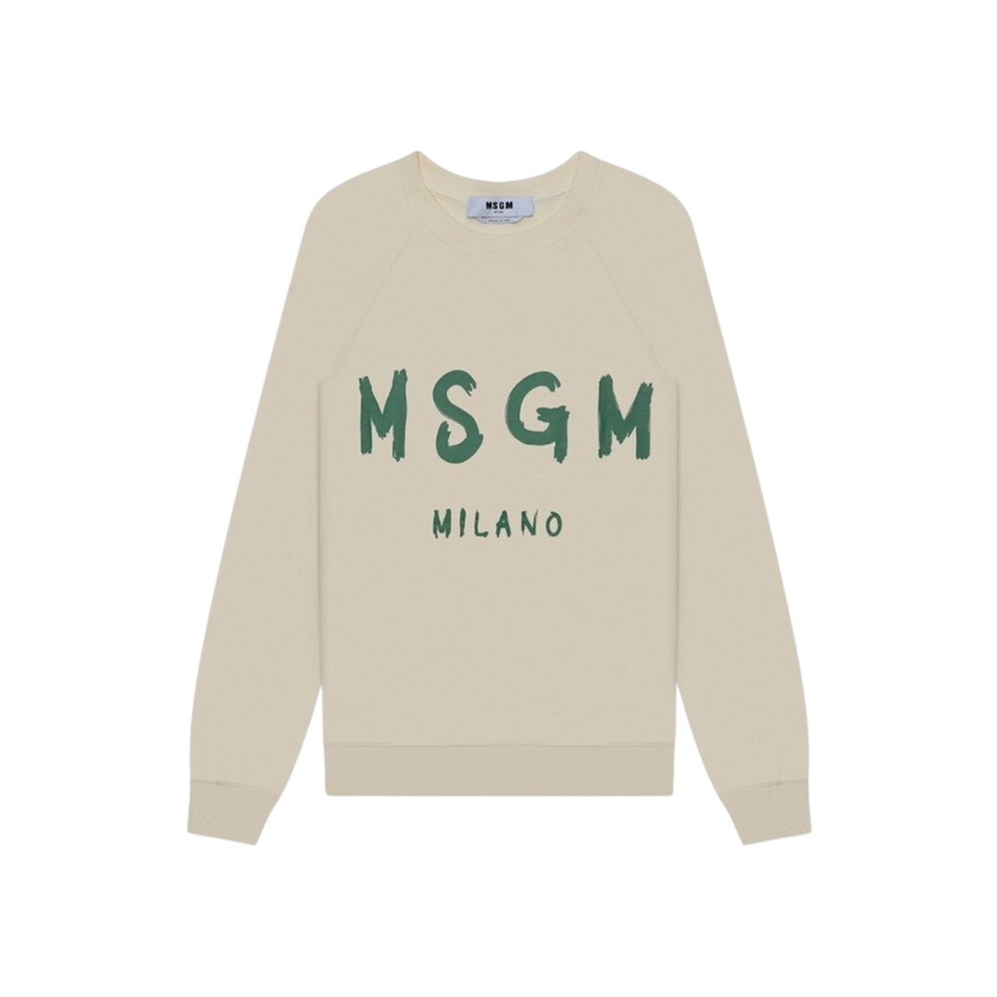 (W) 엠에스지엠 브러쉬드 로고 코튼 크루넥 저지 스웨트셔츠 아이보리 | MSGM | KREAM