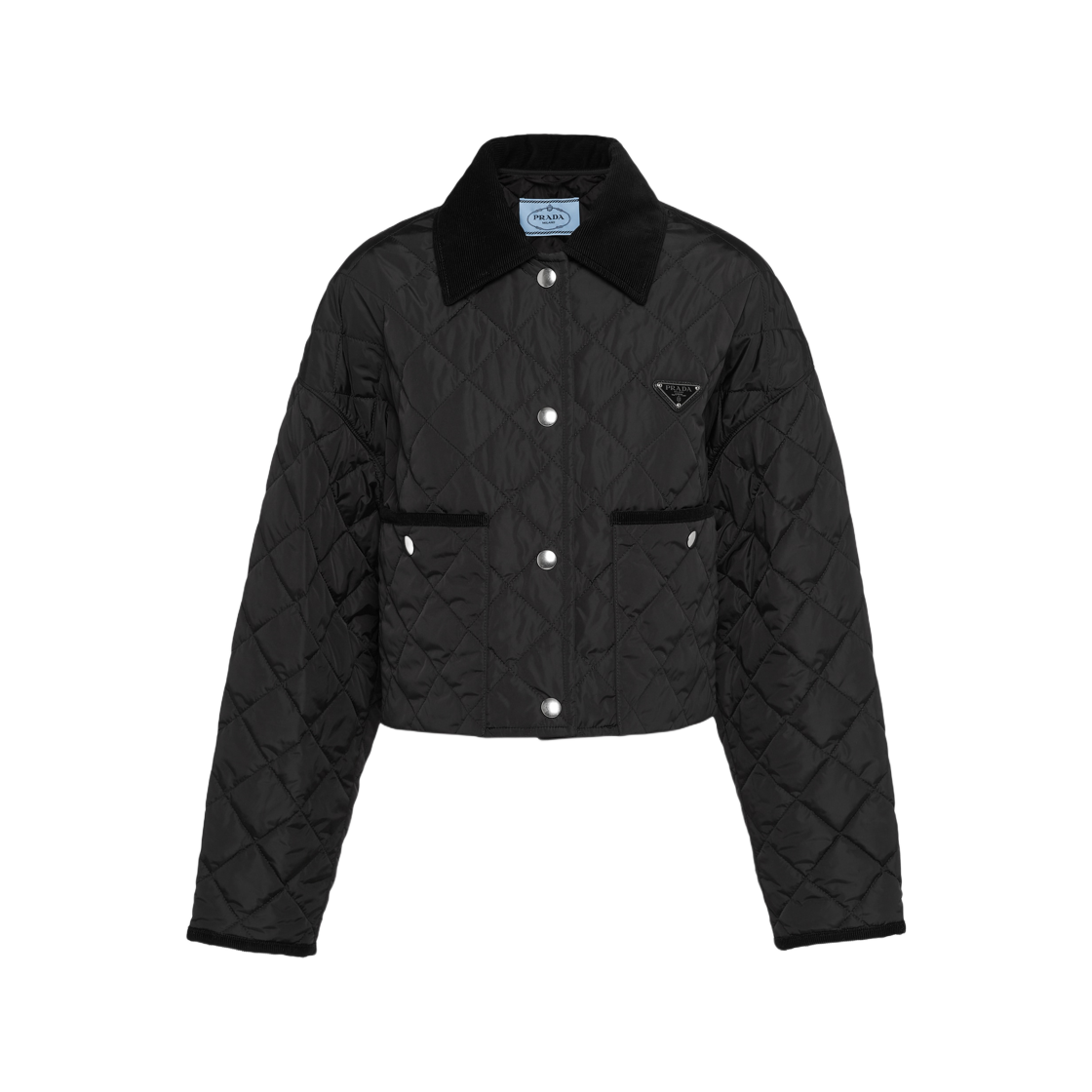 (W) 프라다 라이트 리나일론 크롭 자켓 블랙 | Prada | KREAM