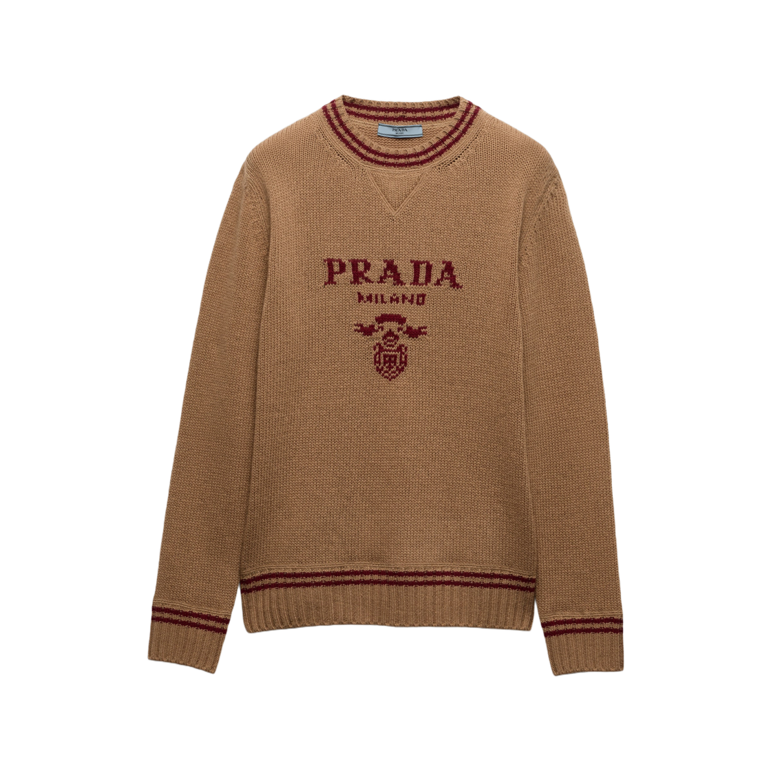 (W) 프라다 울 앤 캐시미어 크루넥 스웨터 카멜 아마란스 | Prada | KREAM