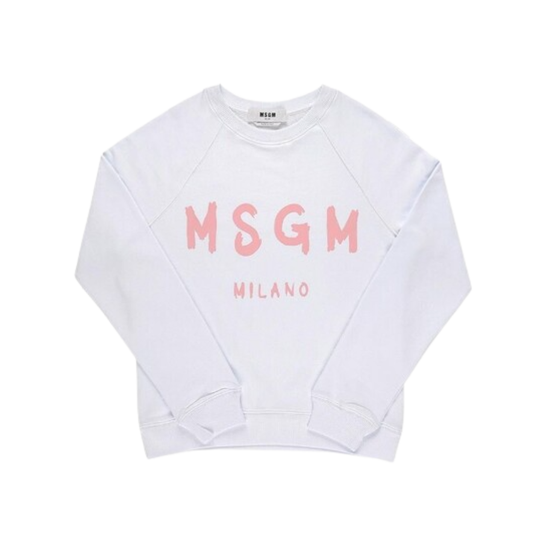 (W) 엠에스지엠 브러쉬드 로고 코튼 크루넥 저지 스웨트셔츠 화이트 | MSGM | KREAM