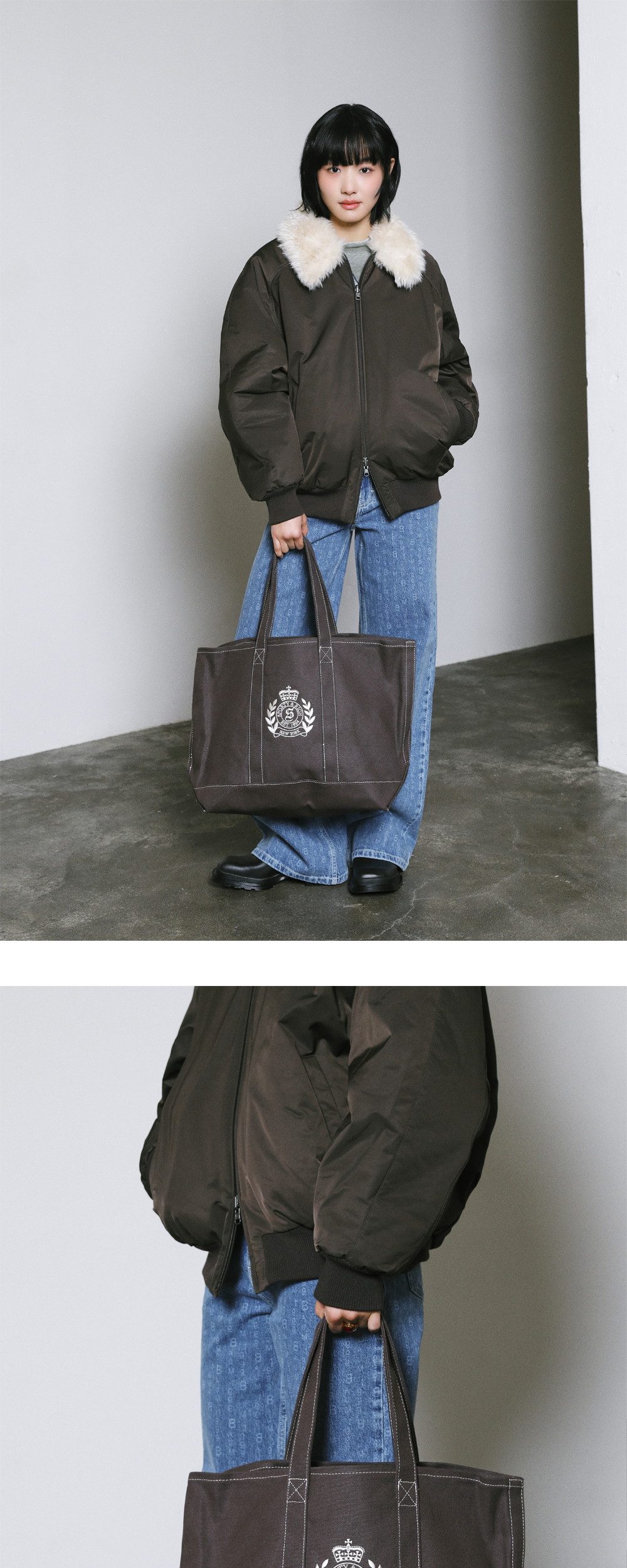 스포티 앤 리치 NY 크레스트 토트백 초콜릿 크림 - 24FW | Sporty & Rich | KREAM