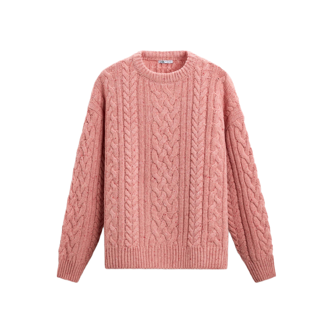 자라 울 케이블 니트 스웨터 핑크 | Zara | KREAM