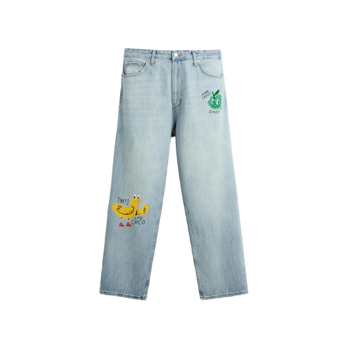 자라 프린티드 배기 진 라이트 블루 | Zara | KREAM