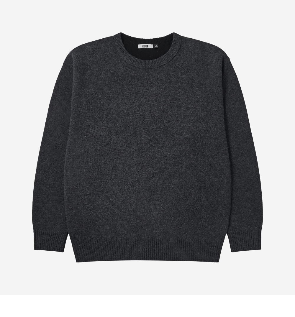유니클로 U 바이컬러 램스울 크루넥 스웨터 다크 그레이 - KR | Uniqlo | KREAM