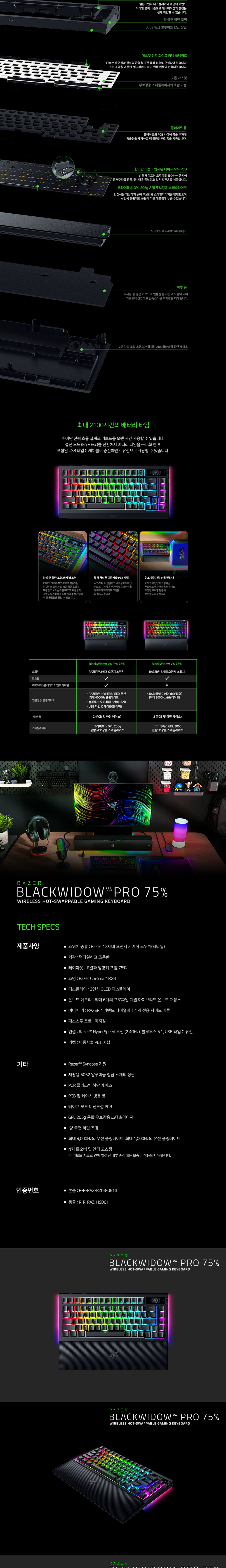 레이저 블랙위도우 V4 프로 75% 영문 | Razer | KREAM