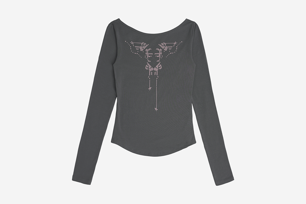 오호스 그래픽 컨투어 롱 슬리브 차콜 | OJOS | KREAM