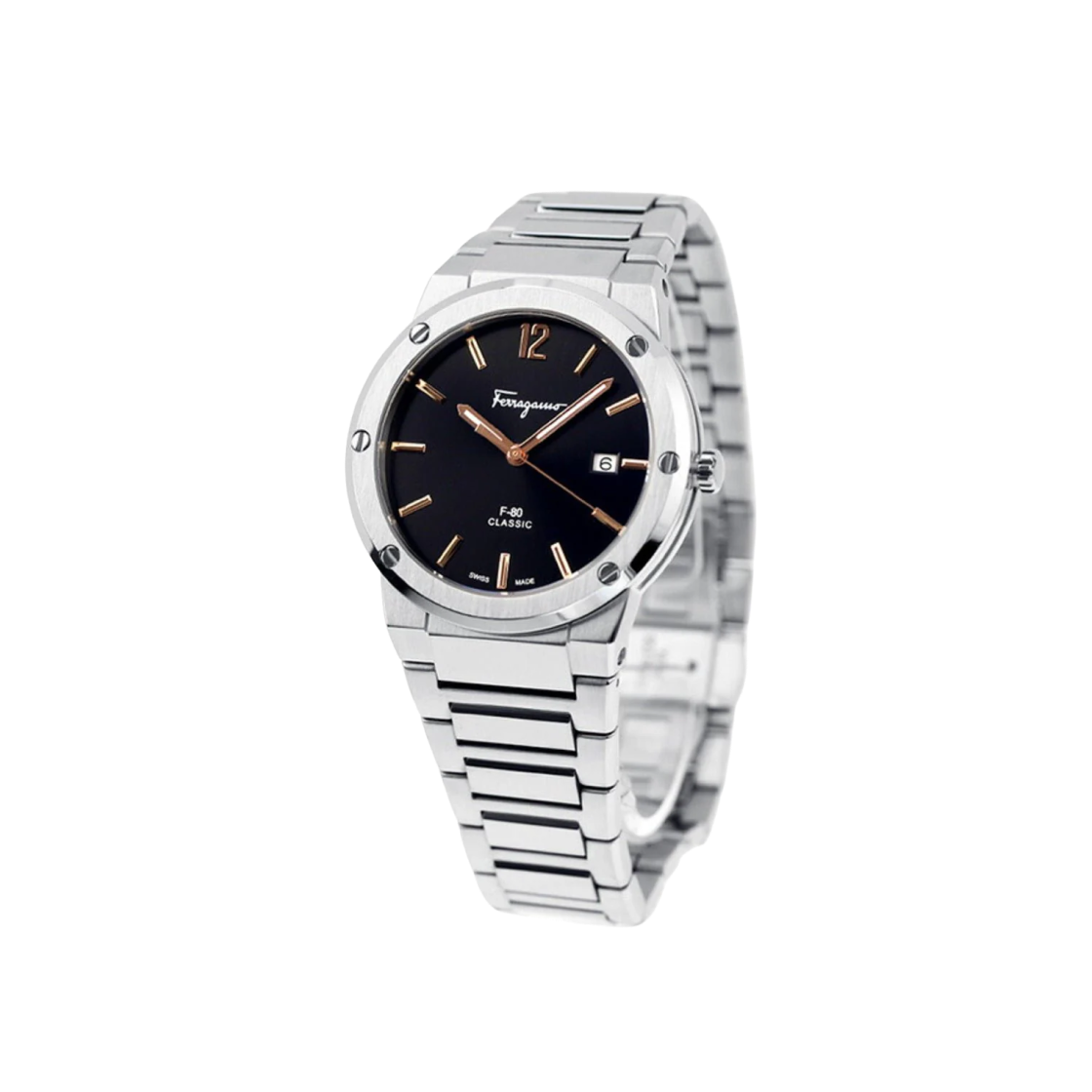 페라가모 F-80 클래식 쿼츠 41mm 블랙 실버 스틸 | Ferragamo | KREAM