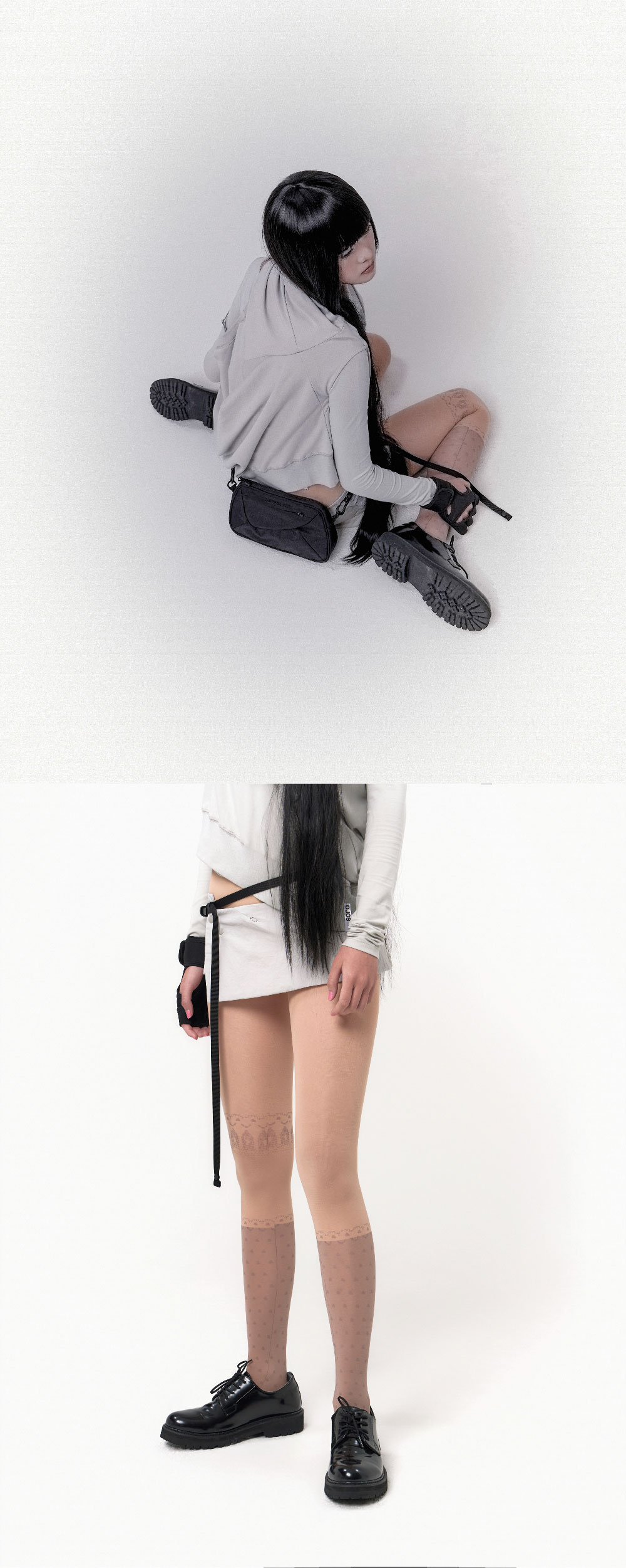 오호스 니삭스 그래픽 스타킹 그레이 | OJOS | KREAM