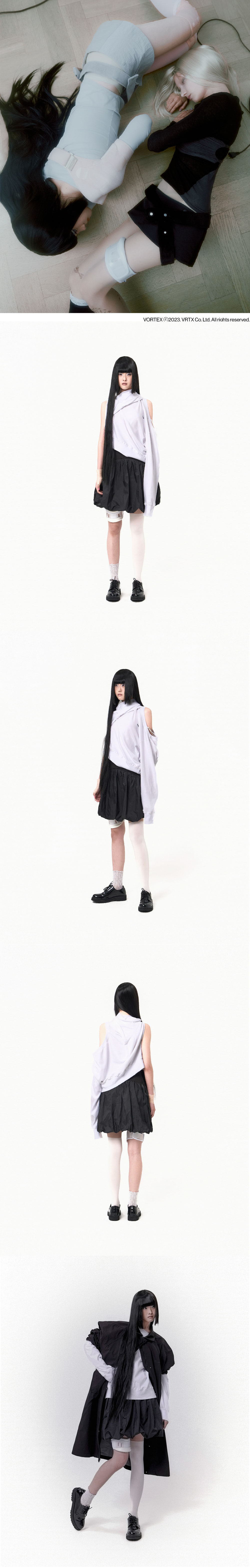 오호스 리버시블 미디 패디드 스커트 블랙 | OJOS | KREAM