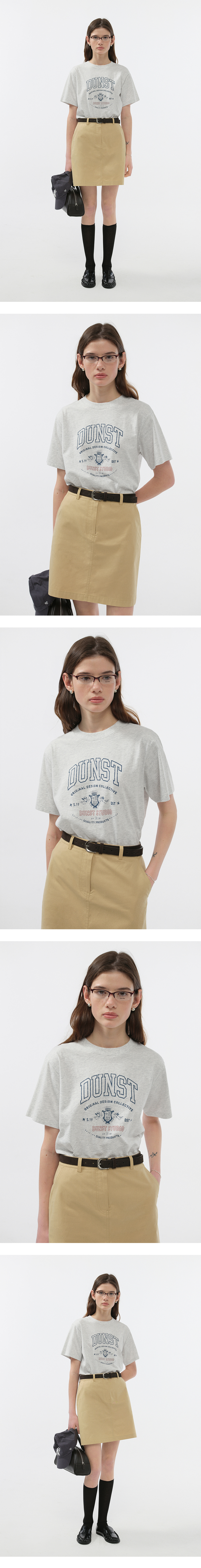 던스트 유니섹스 큐피드 아치 백 로고 티셔츠 라이트 멜란지 그레이 | Dunst | KREAM