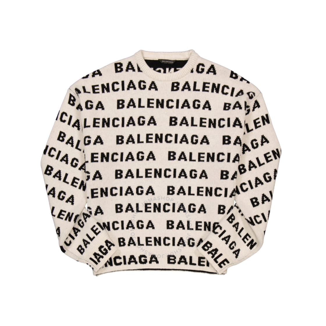 발렌시아가 올오버 로고 자카드 울 니트 아이보리 | Balenciaga | KREAM