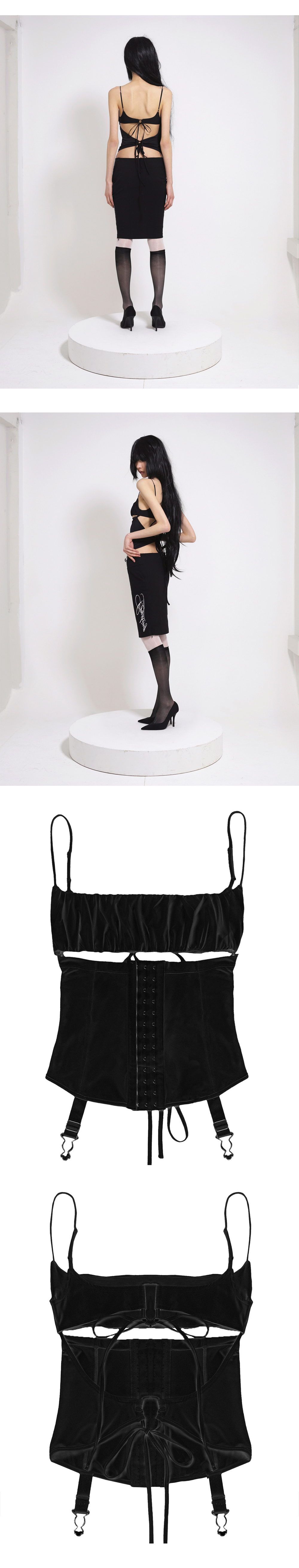 본네 레이스업 코르셋 탑 블랙 | Bonnae | KREAM