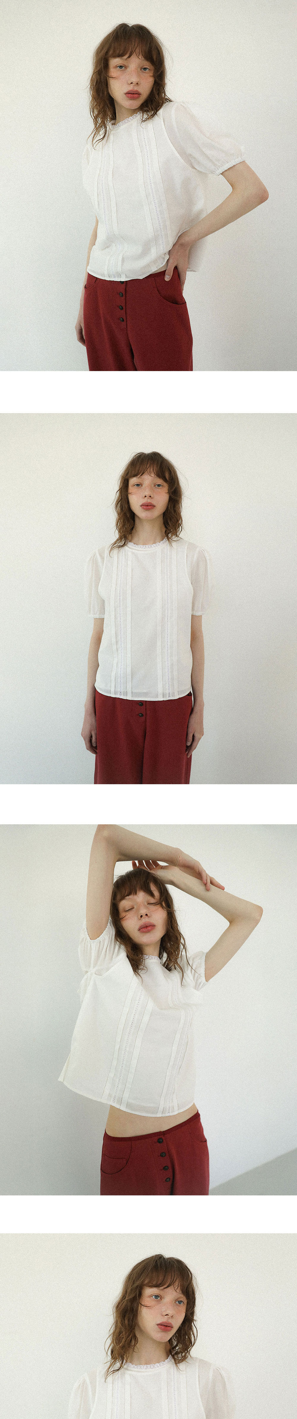 플레따 더블 레이어드 레이스 블라우스 화이트 | FLETTA | KREAM