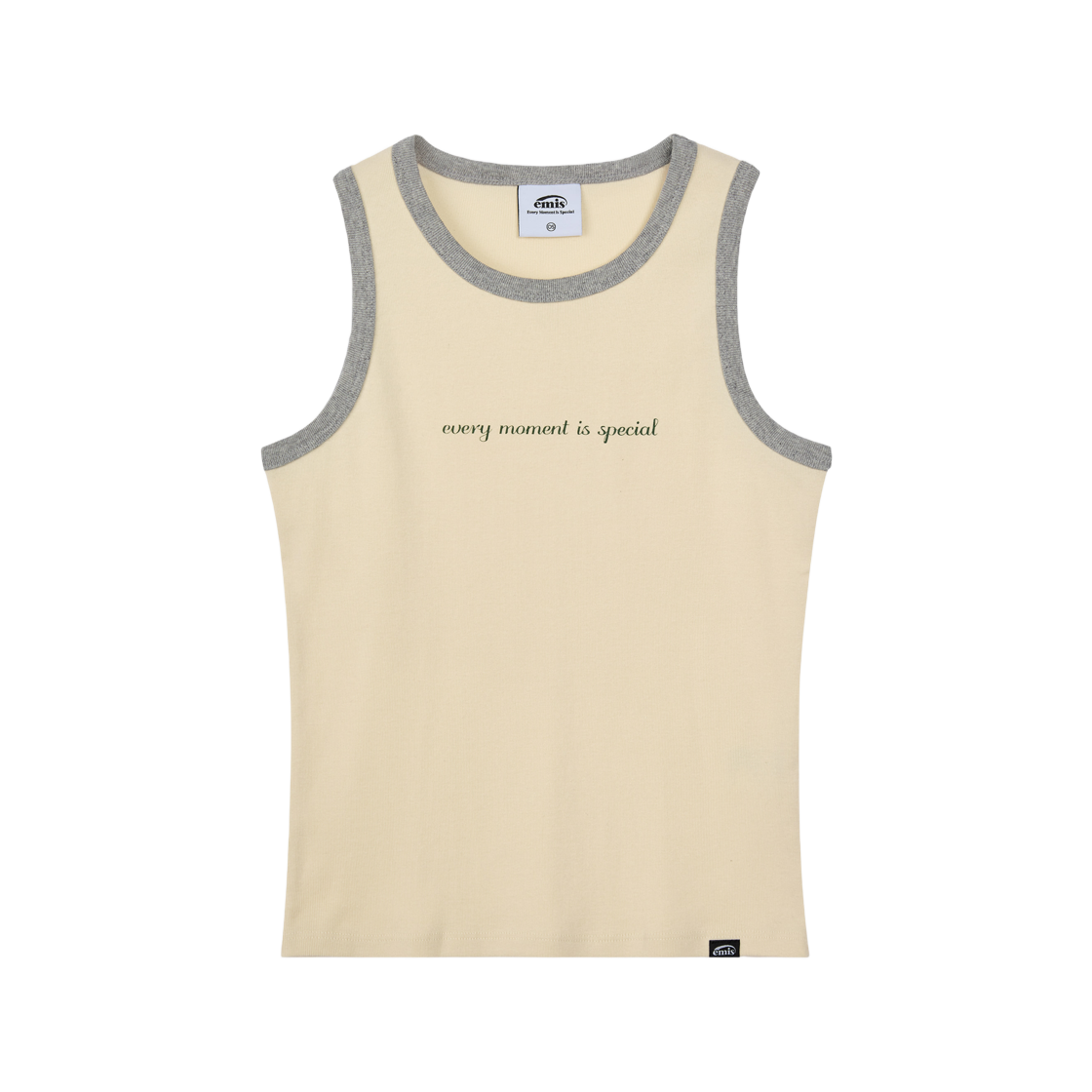 (W) 이미스 립드 링거 슬리브리스 탱크 탑 크림 | Emis | KREAM