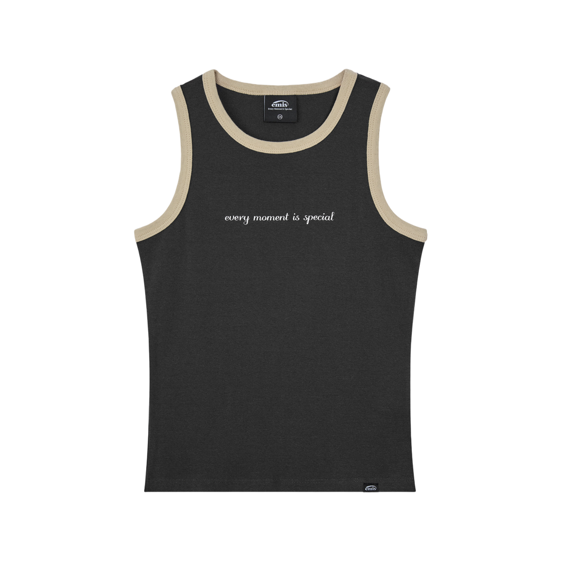 (W) 이미스 립드 링거 슬리브리스 탱크 탑 다크 그레이 | Emis | KREAM