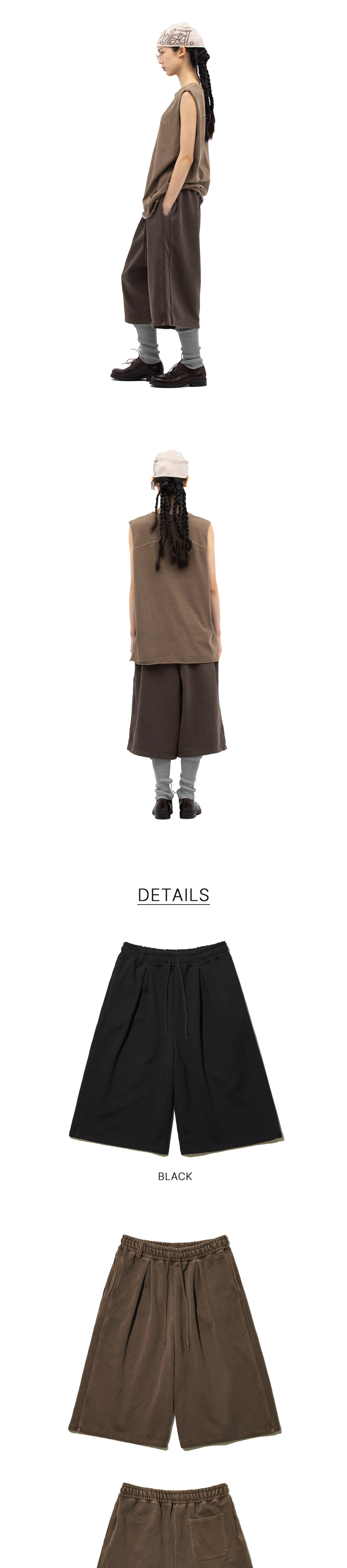 데프가먼츠 와이드 피그 스웻 쇼츠 블랙 | DEFGARMENTS | KREAM