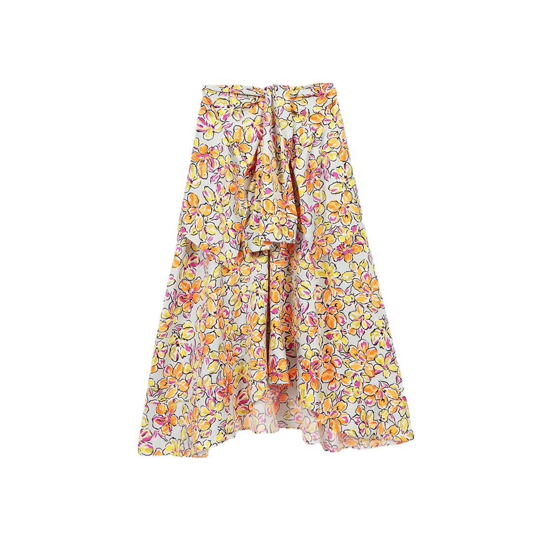 (W) 마쥬 노티드 드레스 플로럴 프린트 히비스커스 오렌지 | Maje | KREAM