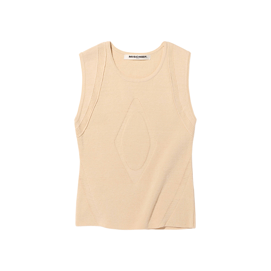 (W) 미스치프 하네스 위브 니트 슬리브리스 베이지 | Mischief | KREAM