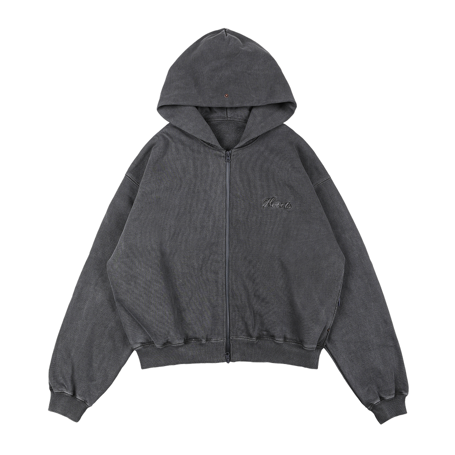 헤베츠 맨 가먼트다잉 후드 집업 그레이 | Hevets | KREAM