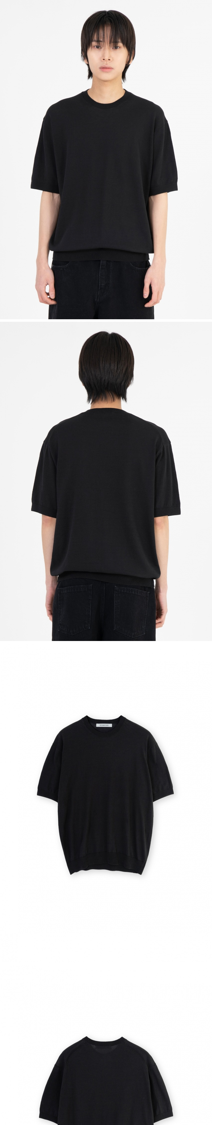 브라운야드 하드 트위스트 수피마 코튼 하프 니트 워시드 블랙 | BROWNYARD | KREAM