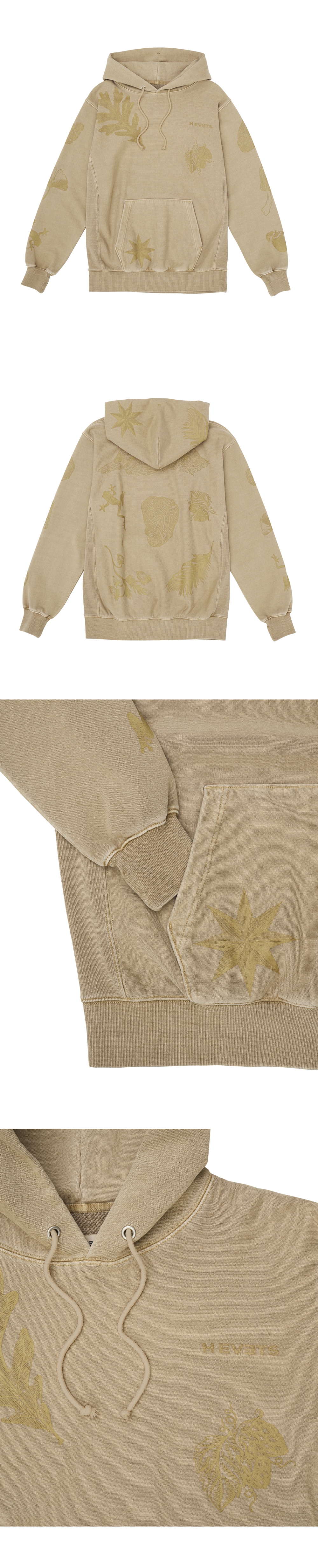헤베츠 우먼 가먼트다잉 프린트 후디 카키 | Hevets | KREAM