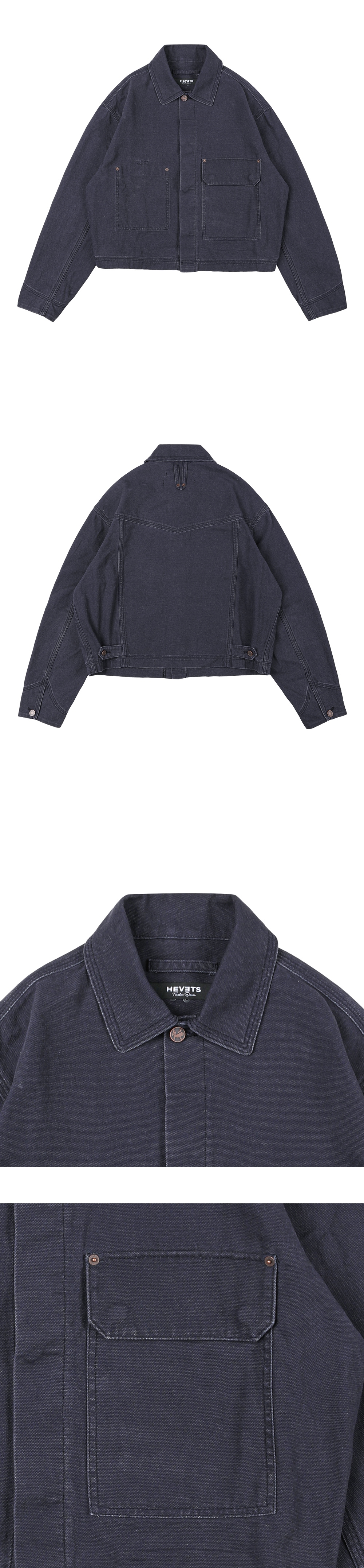 헤베츠 맨 가먼트다잉 워크 초어 자켓 블랙 | Hevets | KREAM