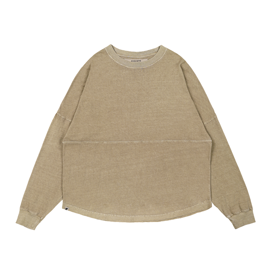 헤베츠 우먼 가먼트다잉 립플로깅 티셔츠 베이지 | Hevets | KREAM