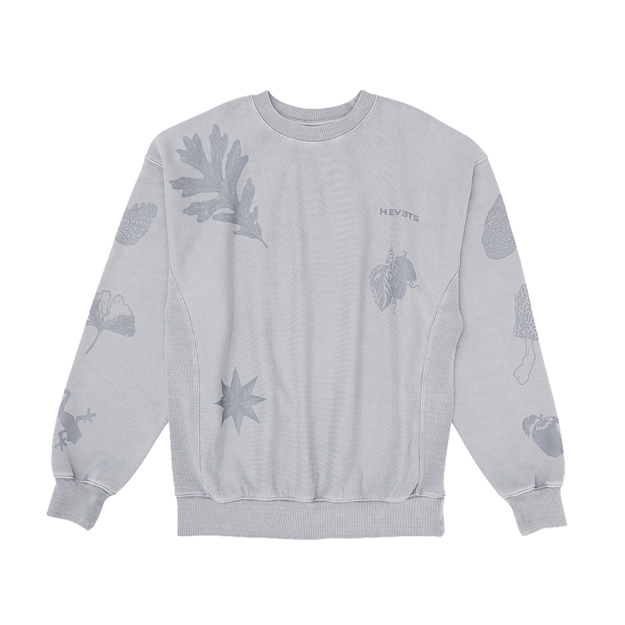 헤베츠 맨 가먼트다잉 프린트 스웻 그레이 | Hevets | KREAM