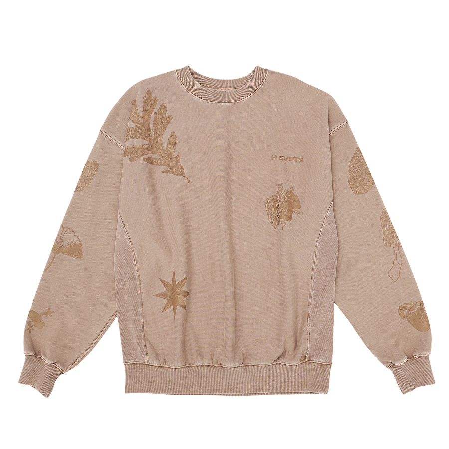 헤베츠 우먼 가먼트다잉 프린트 스웻 브릭 | Hevets | KREAM