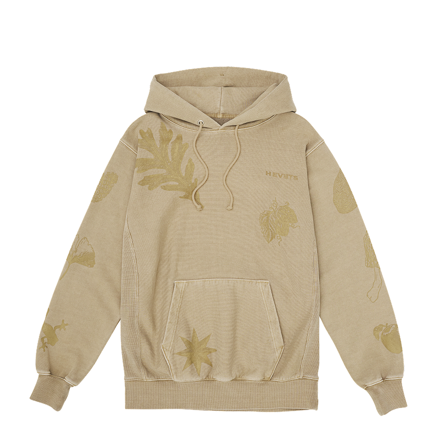 헤베츠 맨 가먼트다잉 프린트 후디 카키 | Hevets | KREAM